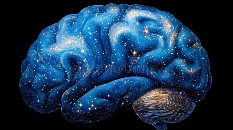 A Silhouette of the Human Brain Filled with a Starry Sky Representing ...