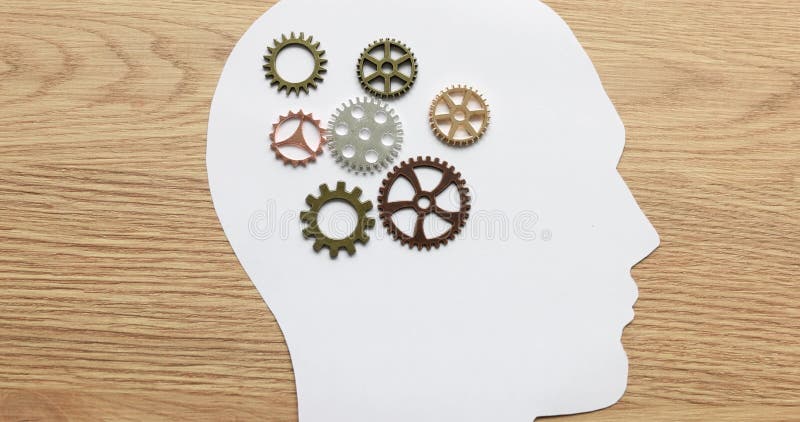 Silhouette of Human Brain with Gears Stock Video - Video of process ...