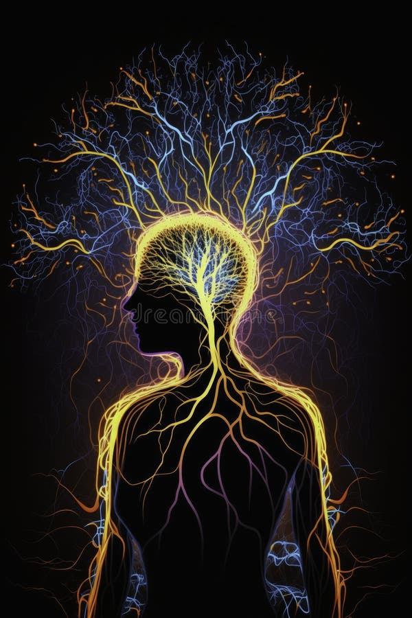 Silhouette of a Human Figure, Surrounded by a Network of Neurons ...