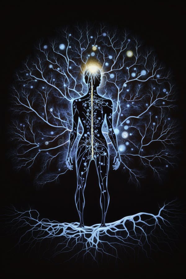 Silhouette of a Human Figure, Surrounded by a Network of Neurons ... Silhouette of a Human Figure, Surrounded by a Network of Neurons ...