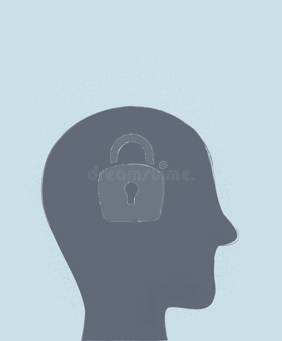 Silhouette of Human Head with Chained Padlock Stock Vector ...