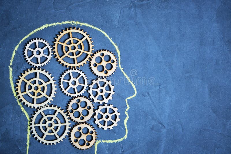 Silhouette of Human Head, Chalk on the Wall, Gears in Head ...