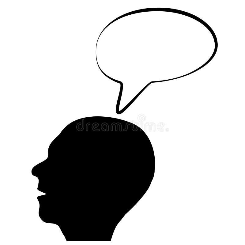 Silhouette of Human Head with Contour Empty Speech Bubble from Brain ...