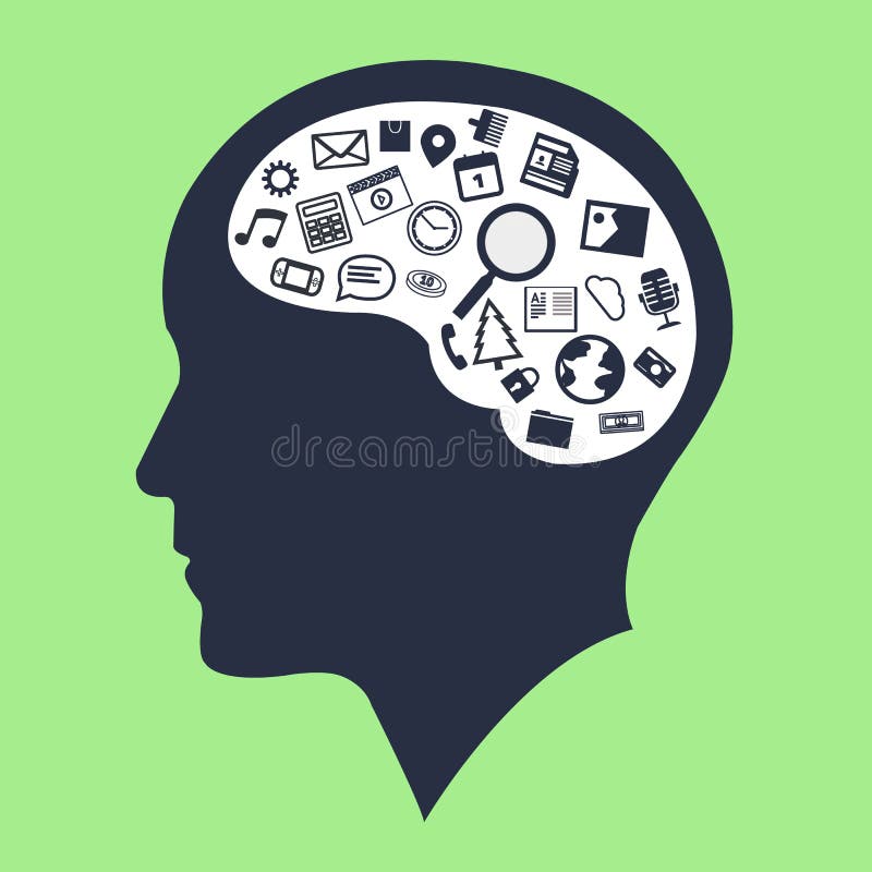 Thinking icons stock vector. Illustration of male, brain - 23456926