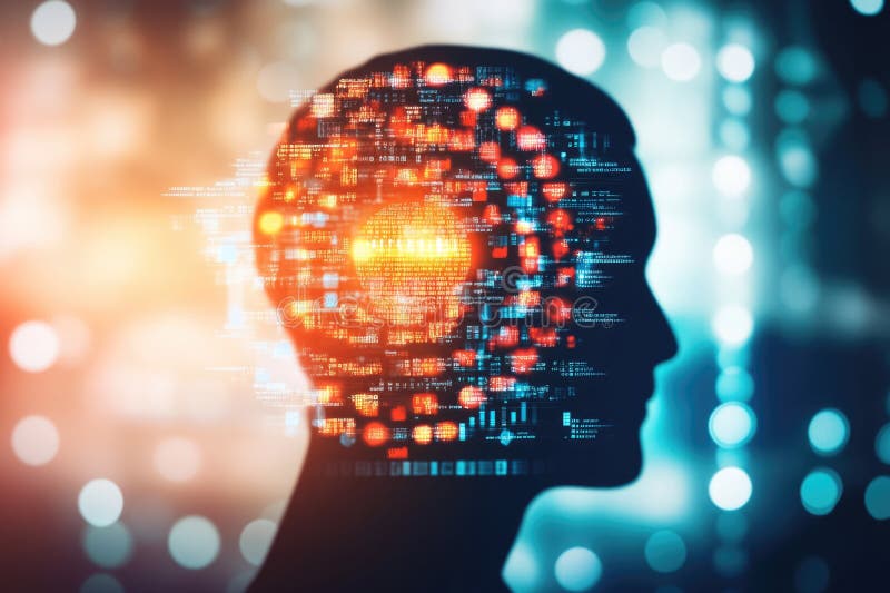 Silhouette of Human Head with Digital Brain and Neural Network ... Silhouette of Human Head with Digital Brain and Neural Network ...