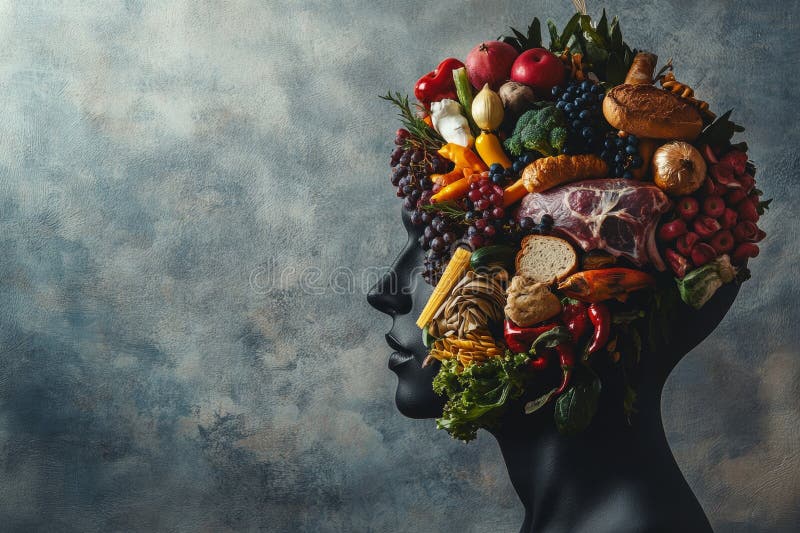 Human Silhouette Filled with Diverse Foods Representing Healthy Eating ...