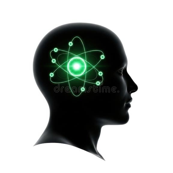 Silhouette of a Human Head with a Glowing Atomic Structure Representing ...
