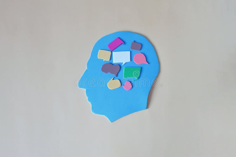 The Silhouette of a Human Head and Its Thoughts in the Form of Short ...