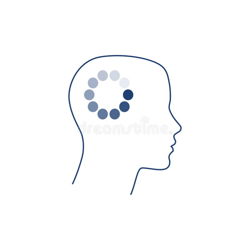Silhouette of a Human Head and Loading a Thought Process. Loading Head ...