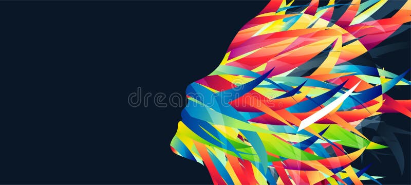 The Silhouette of the Human Head is Made with the Help of Colored Waves ...
