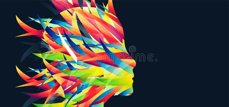 The Silhouette of the Human Head is Made with the Help of Colored Waves ...