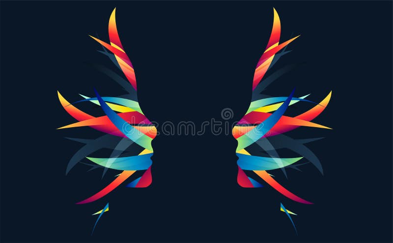 The Silhouette of the Human Head is Made with the Help of Colored Waves ...