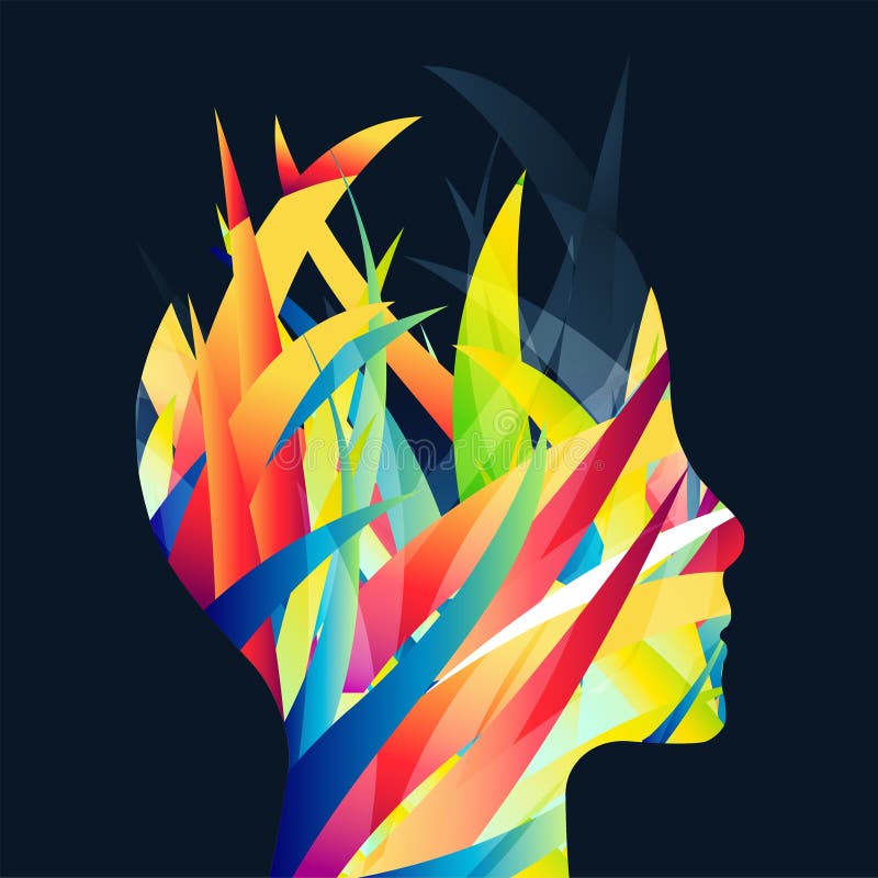 The Silhouette of the Human Head is Made with the Help of Colored Waves ...