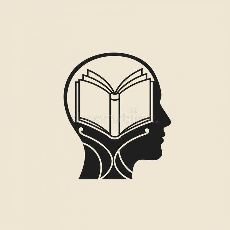 Silhouette of a Human Head with an Open Book Inside, Symbolizing ...