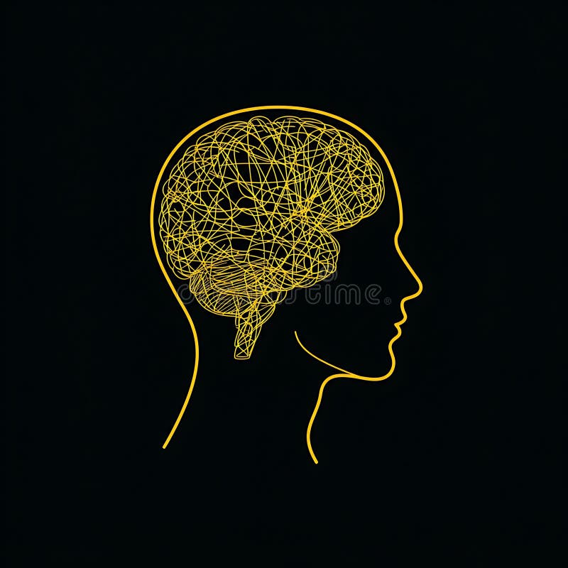 Silhouette of a Human Head in Profile with a Complex, Swirling Pattern ...