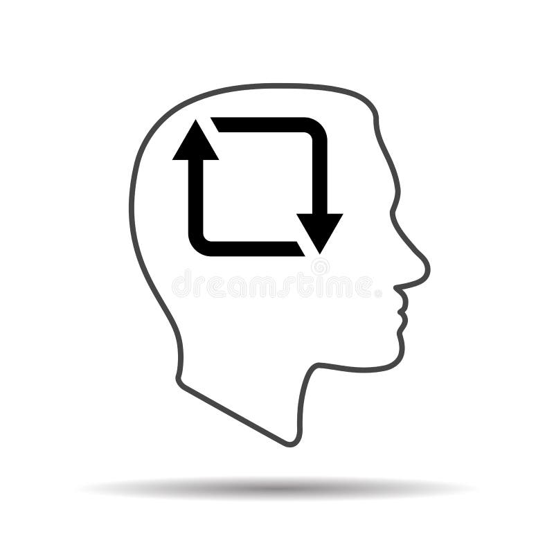 Silhouette of Human Head with Repeat Icon Stock Vector - Illustration ...