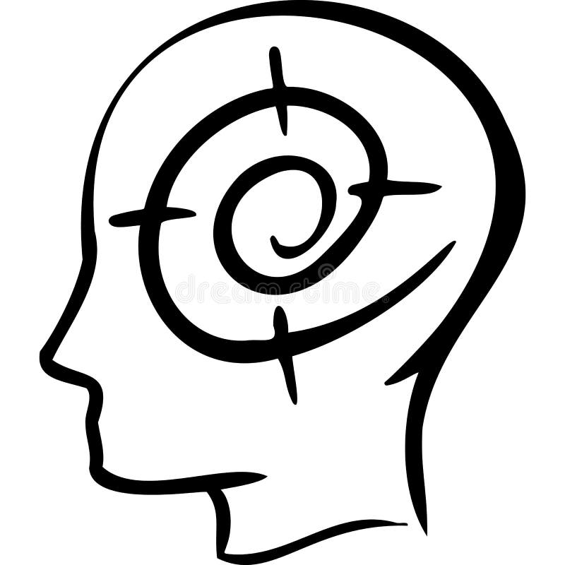Silhouette of a Human Head with a Target Inside it Sketch Vector ...