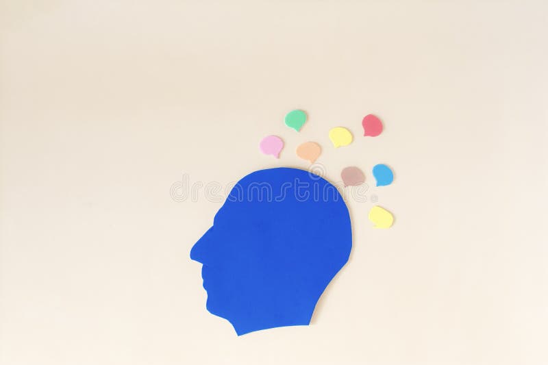 The Silhouette of a Human Head and Thoughts are Messages in the Form of ...