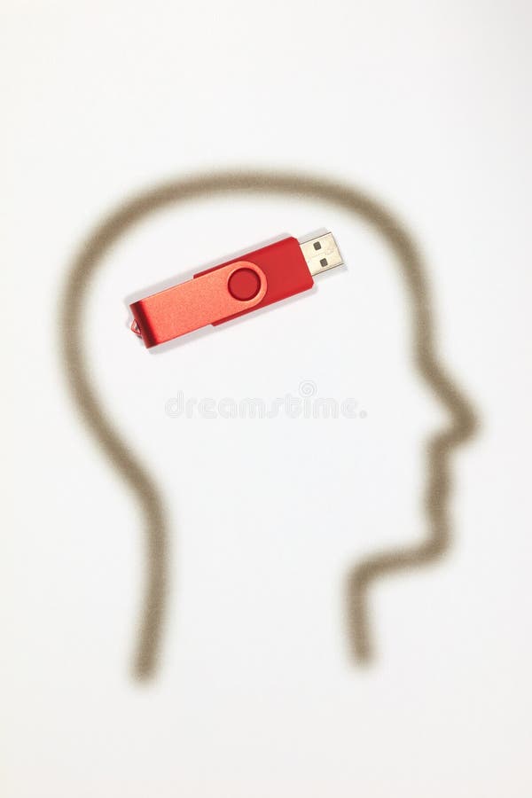 USB stick in the head stock illustration. Illustration of digital ...