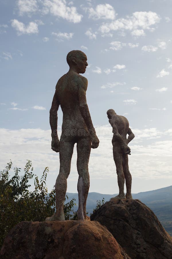 Silhouette of Human Statues of Stone Editorial Photo - Image of ...