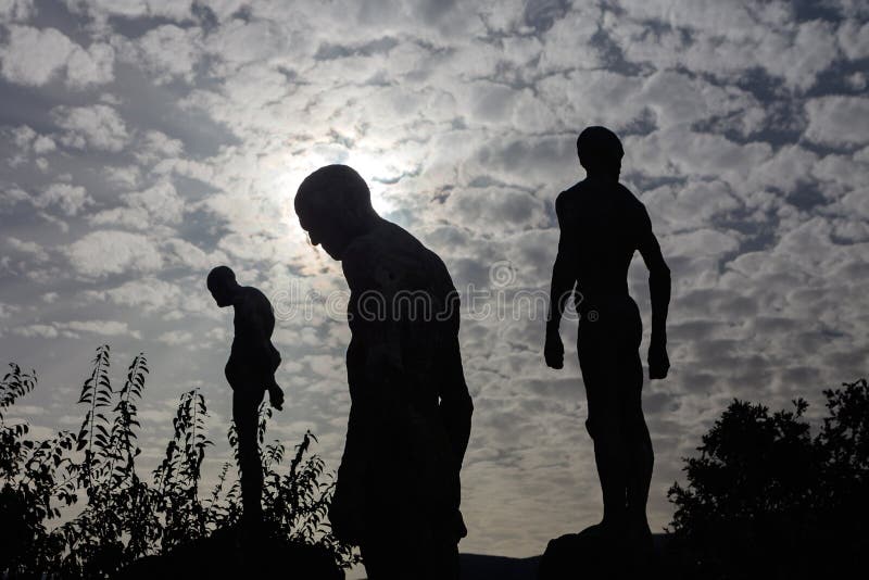 Silhouette of Human Statues of Stone Editorial Image - Image of ancient ...
