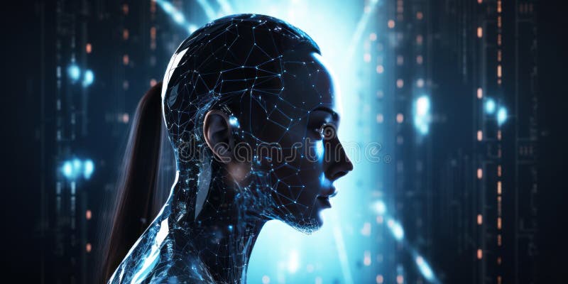 Silhouette Humanoid Robot with Artificial Intelligence Stock ...