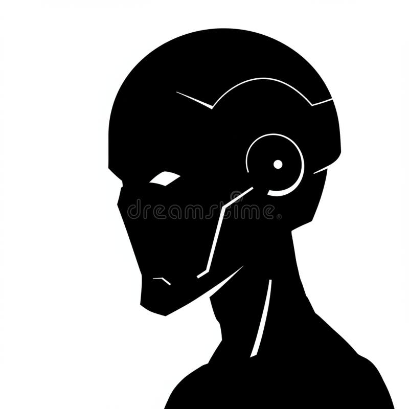 Silhouette of a Humanoid Robot Features a Smooth, Rounded Head with ...