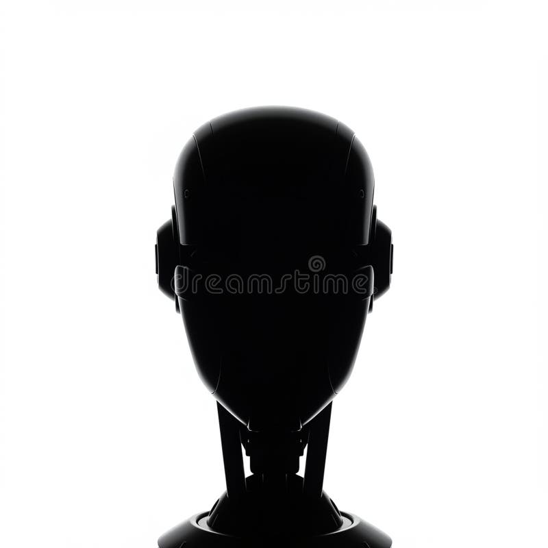 Silhouette of a Humanoid Robot Head, Showing a Smooth, Rounded Form ...