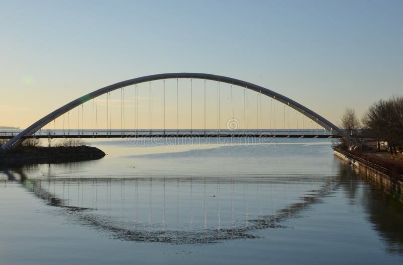 Silhouette of the Humber Bay Arch Bridge Stock Photo - Image of humber ...
