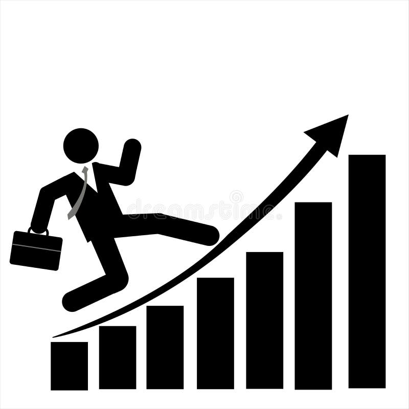 Silhouette Icon of the Businessman Running on Graph. Successful Concept ...