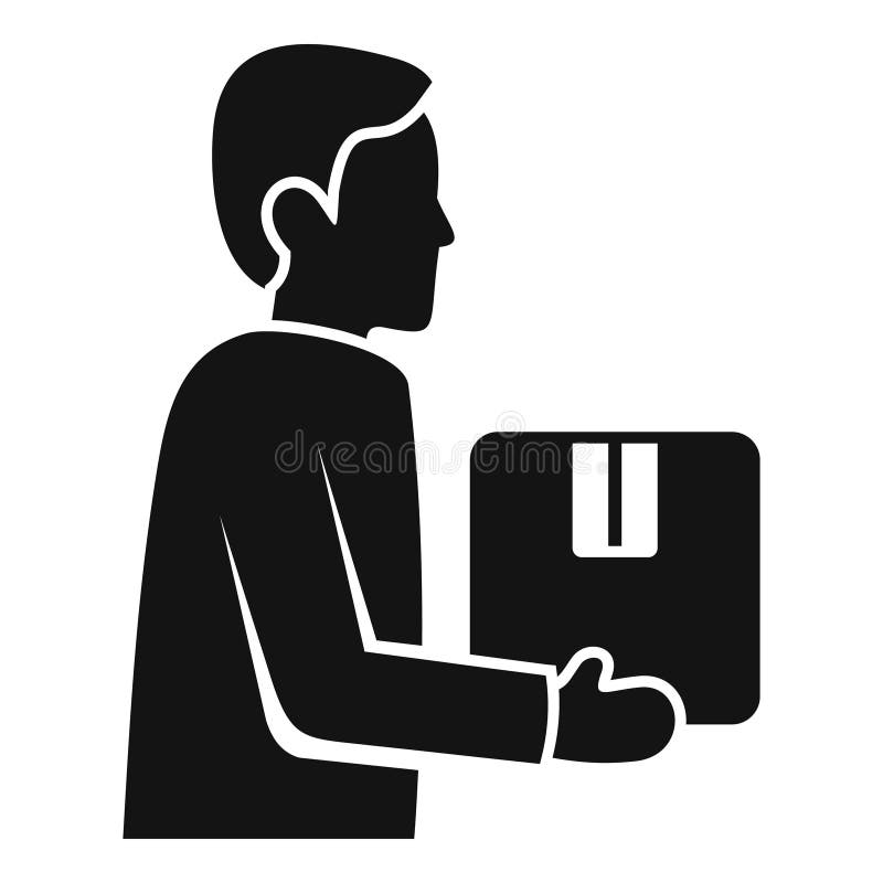 Silhouette Icon of a Delivery Man Holding a Parcel Stock Illustration ...