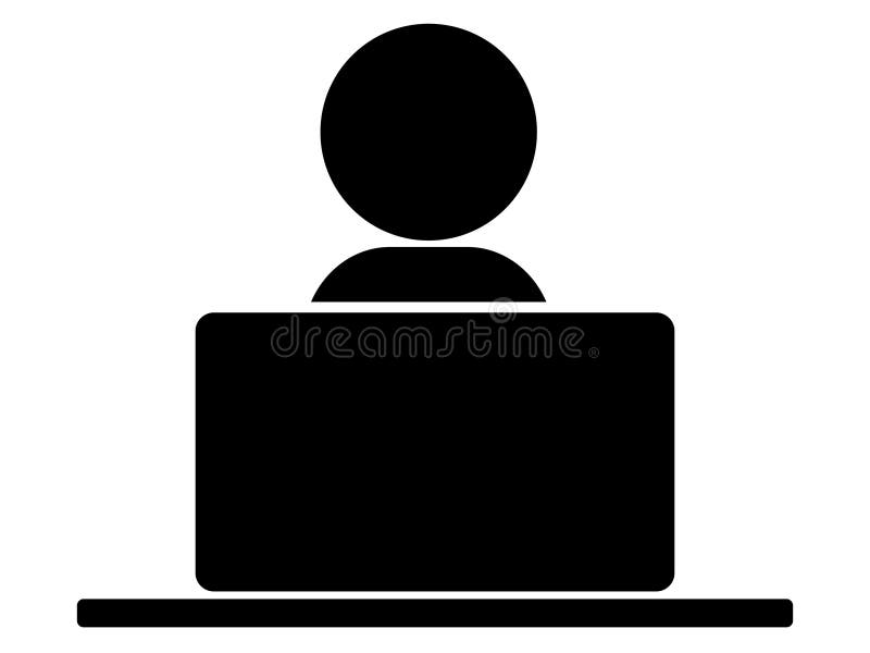 Silhouette Icon of a Person Operating a Computer Stock Vector ...