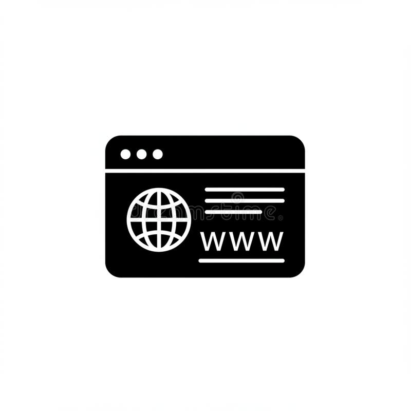 Silhouette Icon of a Web Browser Window Featuring a Globe Symbol and ...