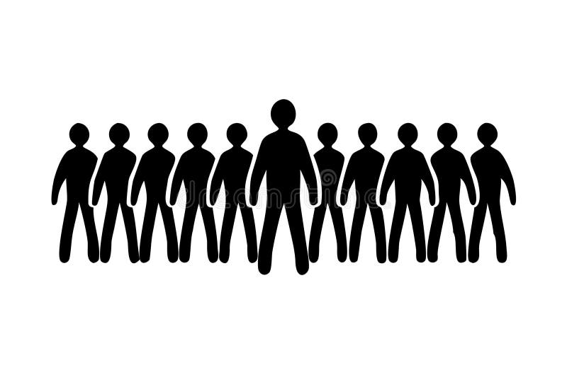 Silhouette Icons of Individuals Standing Together in Rows, Expressing ...