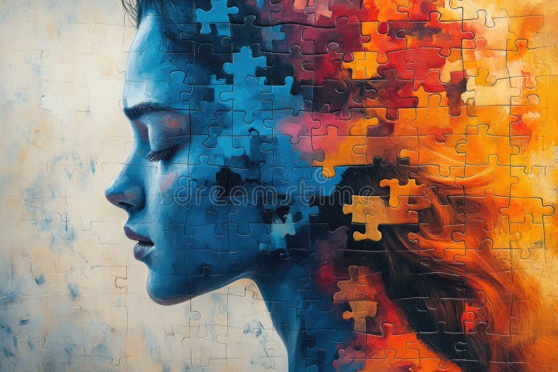 Silhouette of Identity Merges with Colorful Puzzle Pieces Symbolizing ...