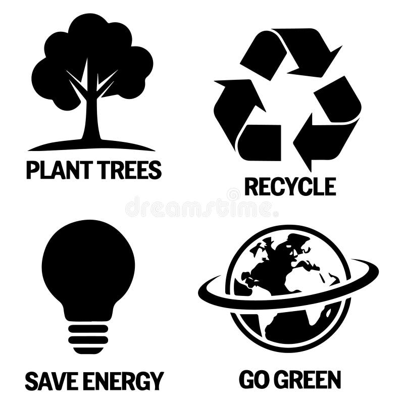 Silhouette Illustration Eco Friendly Plant Tree,recycle,save Energy,go ...