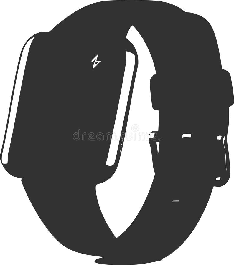 Silhouette Illustration of a Modern Wristwatch in Black and White ...