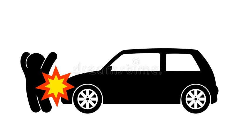 Silhouette Illustration of a Person Being Hit by a Car Stock Vector ...