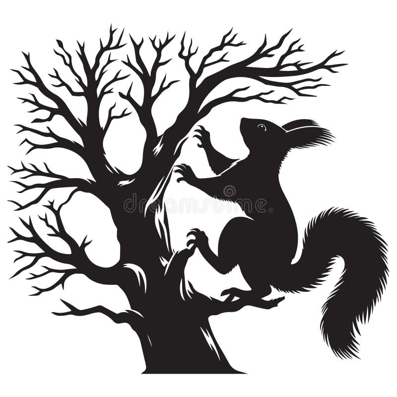 Squirrel Climbing Tree Branch Vector Image for Nature Lovers Stock ...