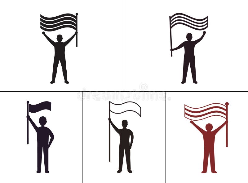 Five Silhouette Illustrations Show Individuals Holding Various Flags ...