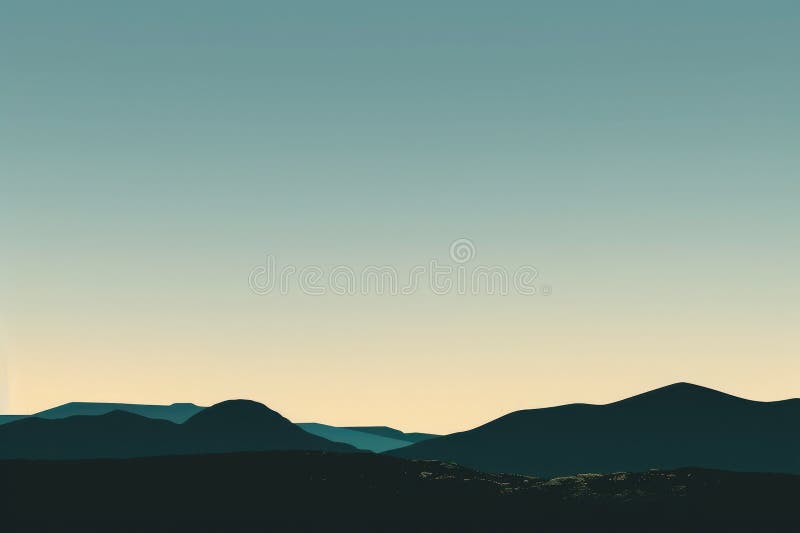 Silhouette Image of Mountain with Clear Sky with Minimalistic Style ...