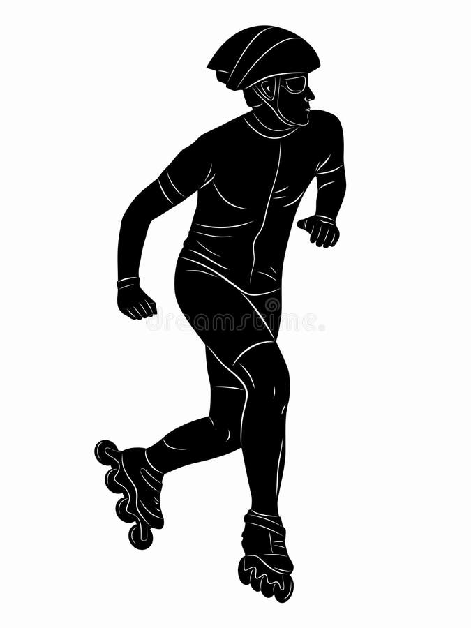 Silhouette Inline Skater. Vector Draw Stock Vector - Illustration of ...