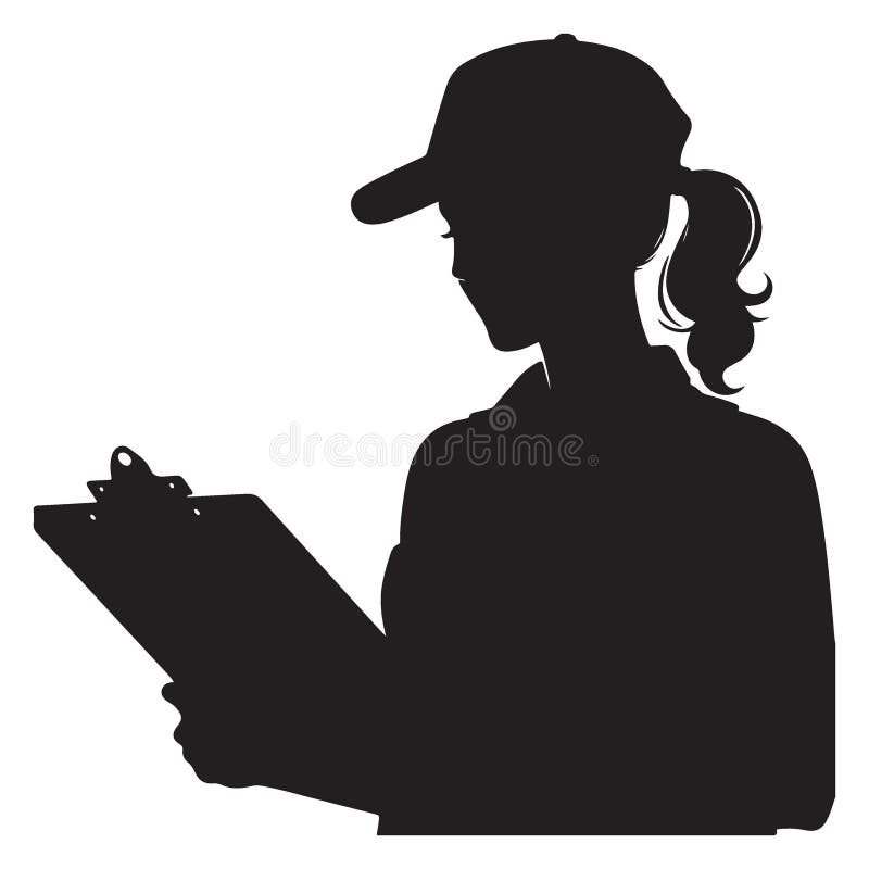 Silhouette Inspector with Clipboard Vector Illustration Check Quality ...