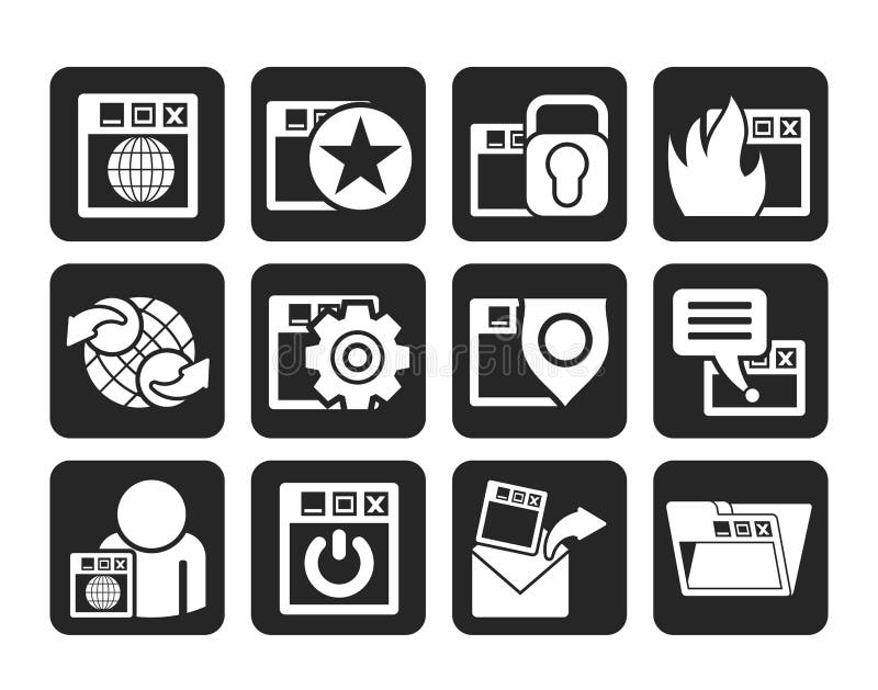 Silhouette Website, Internet and Computer Icons Stock Vector ...