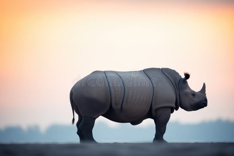Silhouette of Javan Rhino at Dawn Stock Photo - Image of rhinoceros ...