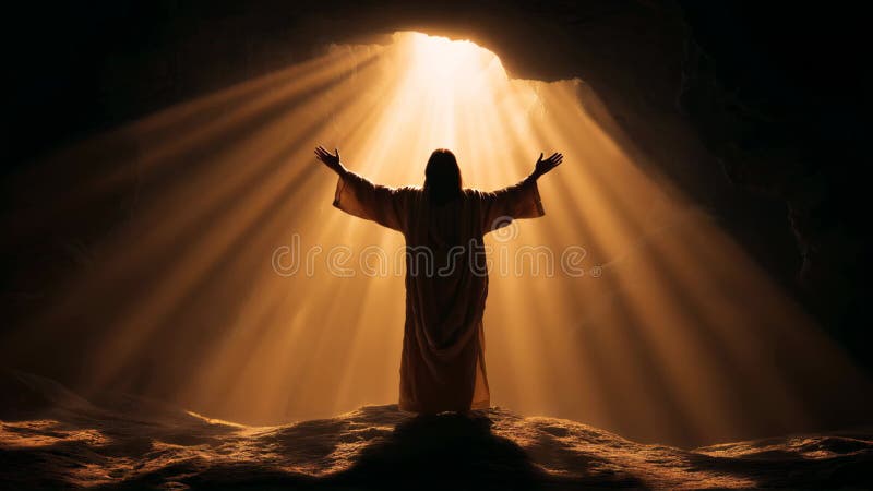 Silhouette of Jesus Christ Bathed in Rays of Light Symbolizing ...