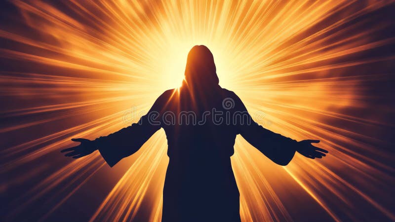 Silhouette of Jesus Christ Enveloped in Radiant Light Symbolizing ...