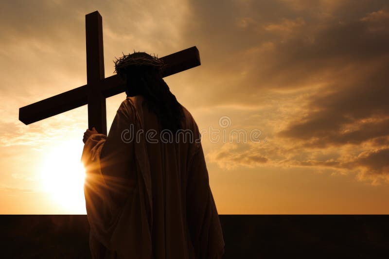 Jesus Christ Cross with a Tree Stock Illustration - Illustration of ...