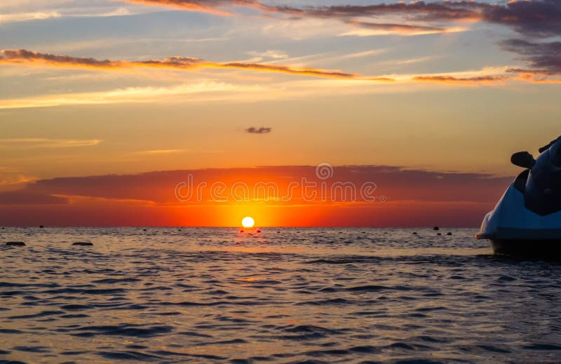 Silhouette of a Jet Ski in the Sun Stock Photo - Image of speed, sunset ...