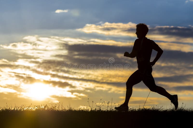 Silhouette of a Jogger in Sunrise Stock Photo - Image of running ...